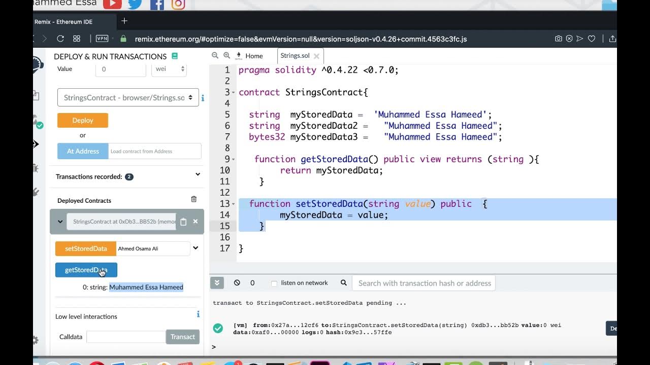 17 Ethereum Solidity String data types - YouTube