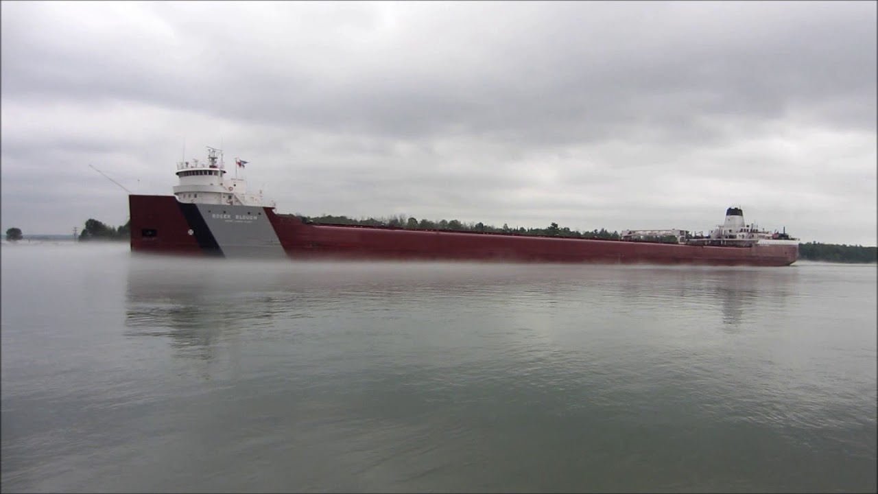 Lake Freighter Roger Blough Approaching the Soo Locks in the Fog, With ...