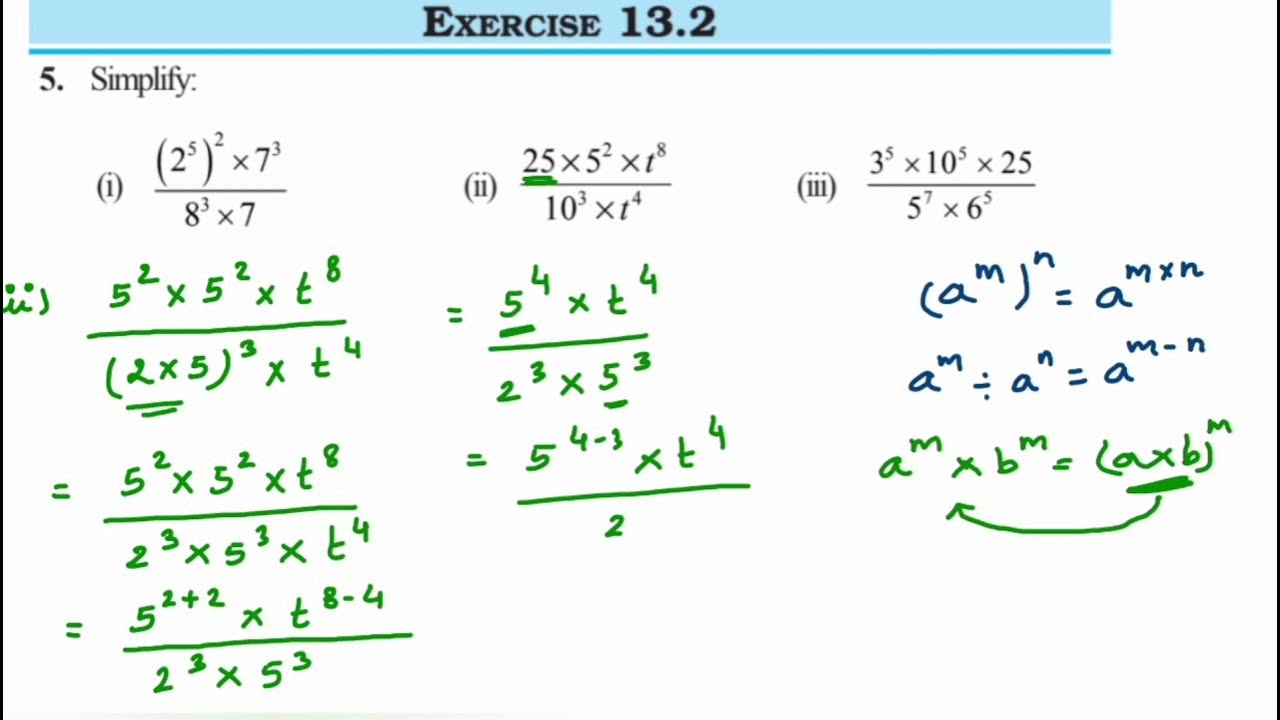 5Q Ex13.2 //Exponents and powers // Chapter 13 //NCERT Class 7 Math ...