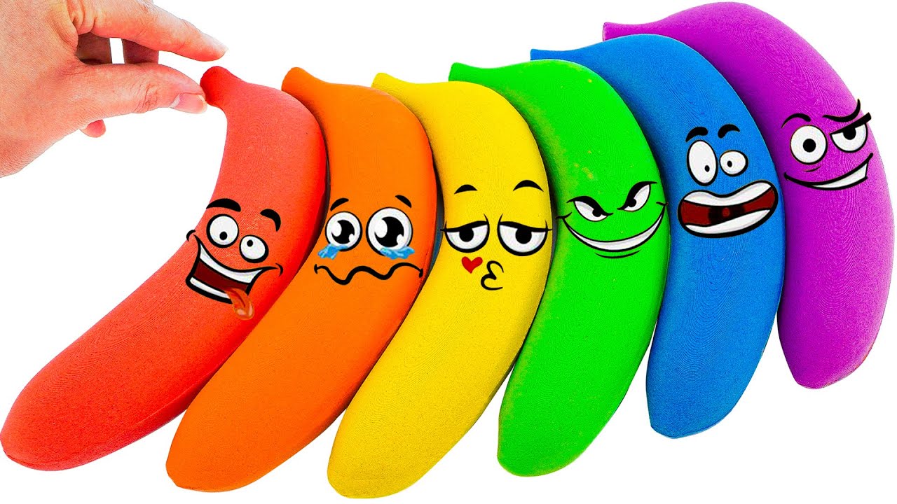 Satisfying Video | How To Make Rainbow Banana From Kinetic Sand Cutting ...