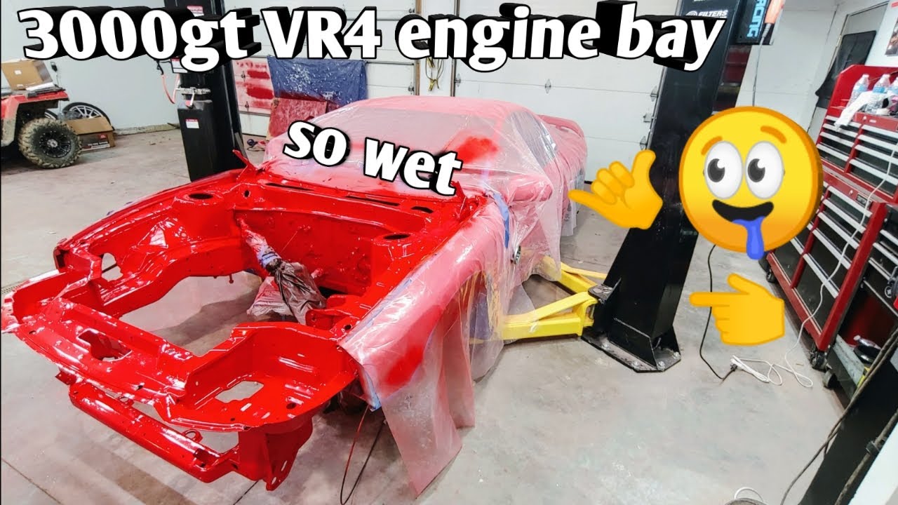 Twin Turbo 3000gt engine bay gets painted 😱 Looks🔥 - YouTube