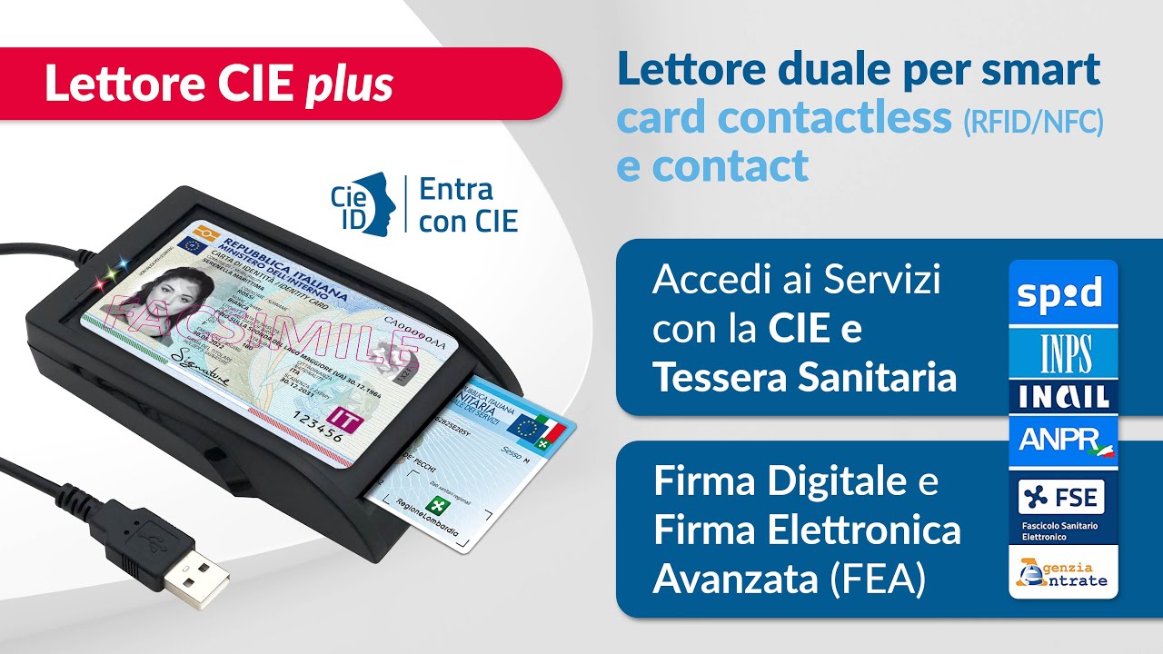 Lettore duale per Carta Identità Elettronica CIE, Tessera Sanitaria e ...