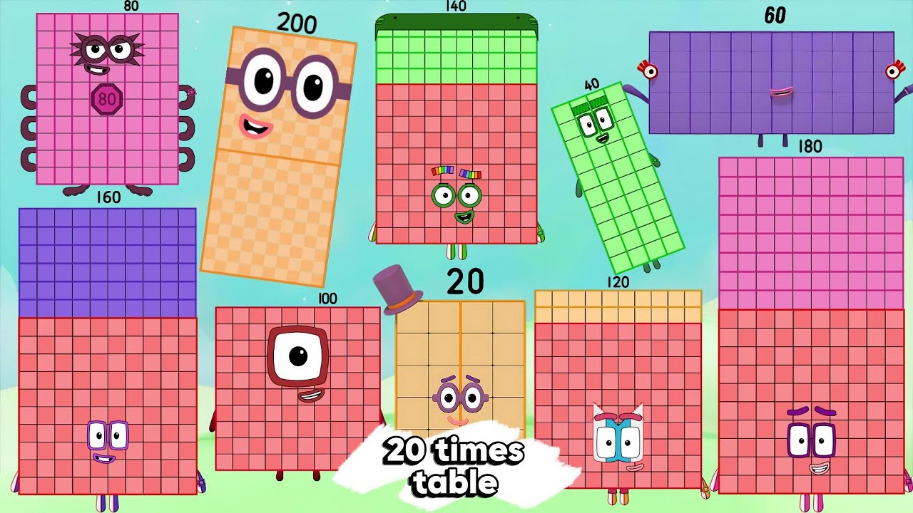 NUMBERBLOCKS 20 TIMES TABLE | LEARN TO COUNT BIG NUMBERS ...