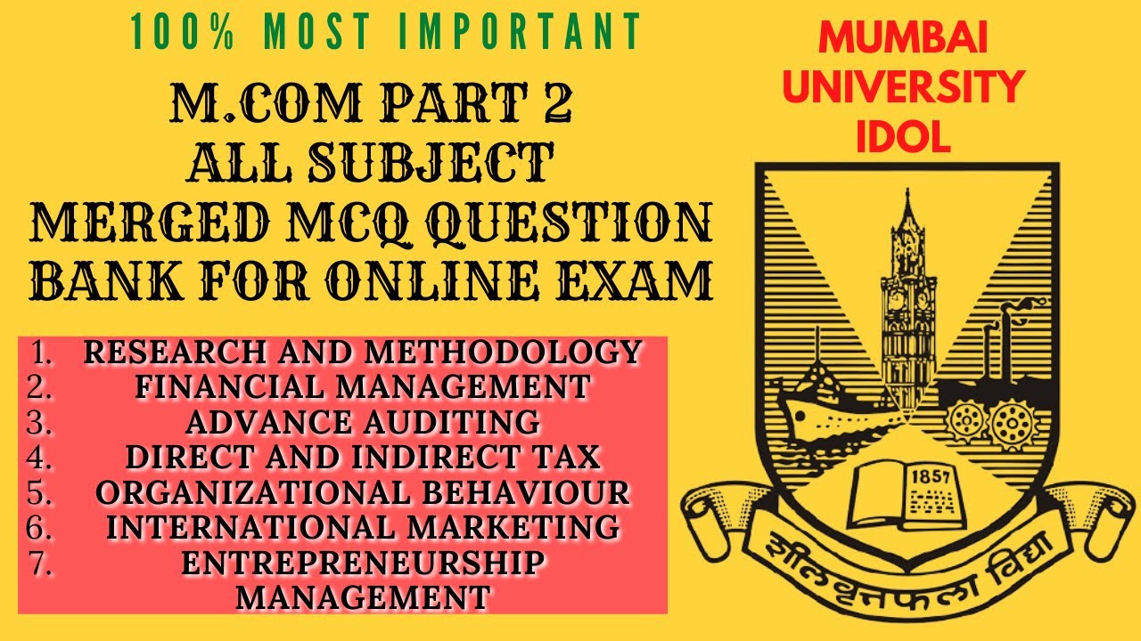 MCOM part 2 all subject merged and combined mcq question with answer ...