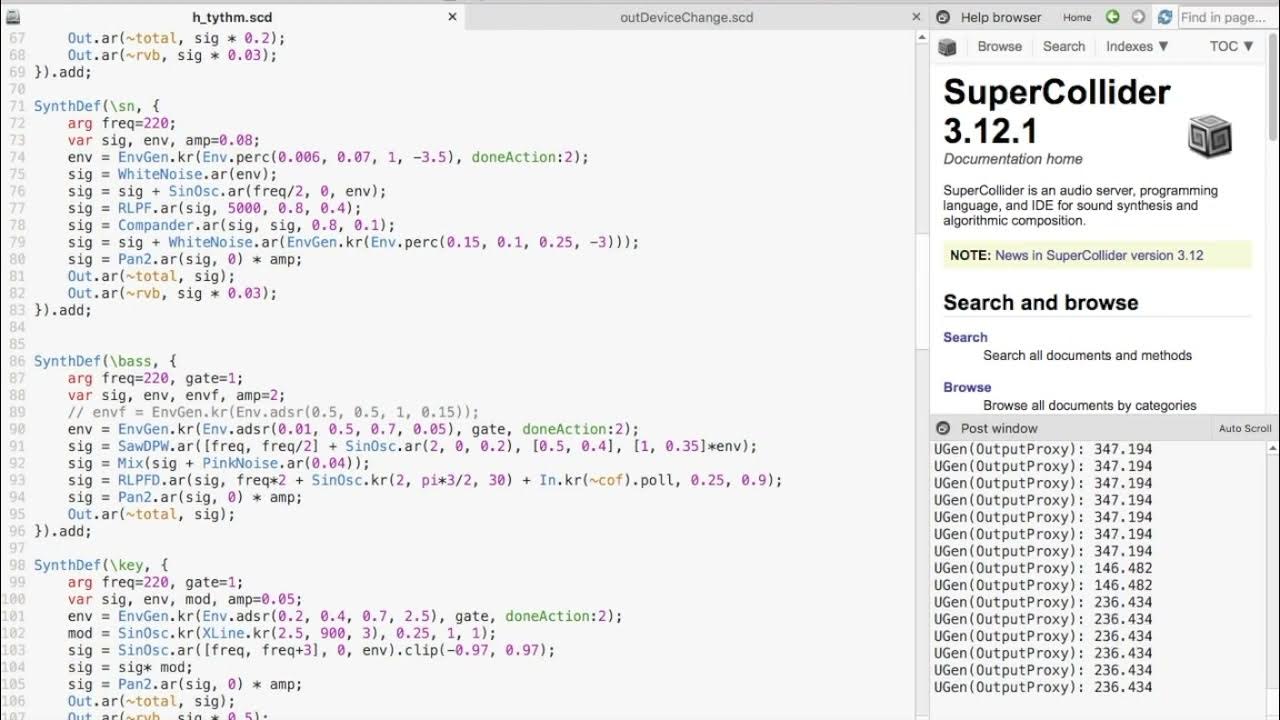 SuperCollider / simple rythm and bass with random filter - YouTube