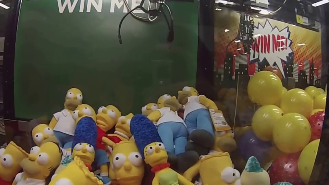 The Simpson's Crane Game Claw Machine Homer Simpson Win! - YouTube