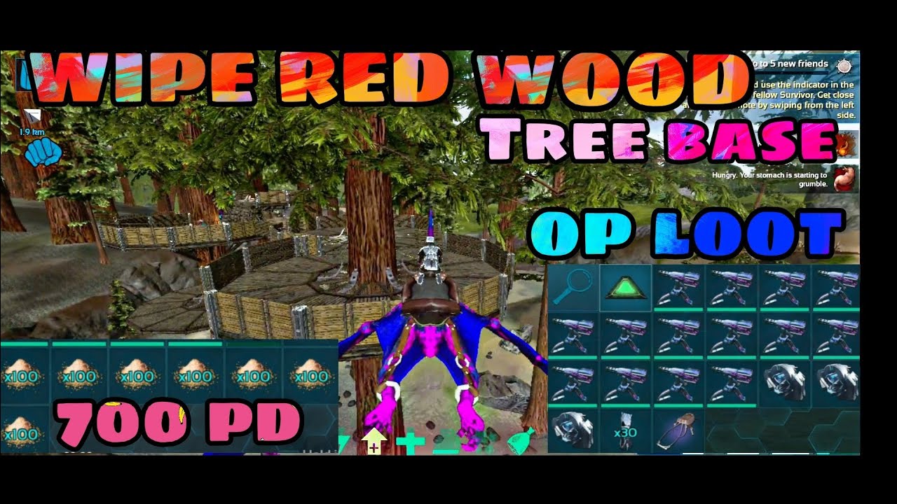 [ ARK MOBILE ] WIPE RED WOOD TREE BASE BASE OP LOOT - YouTube