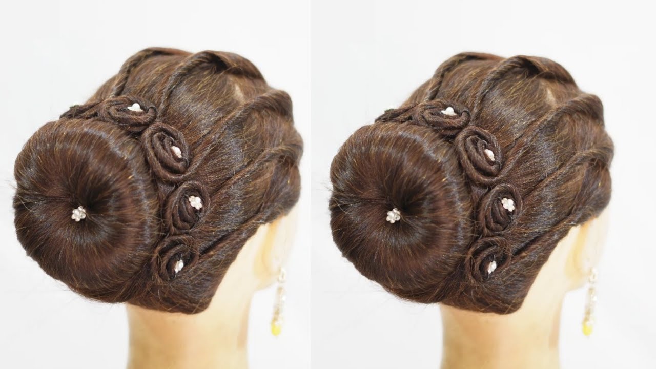simple and beautiful juda hairstyles for girls || medium hair bun ...