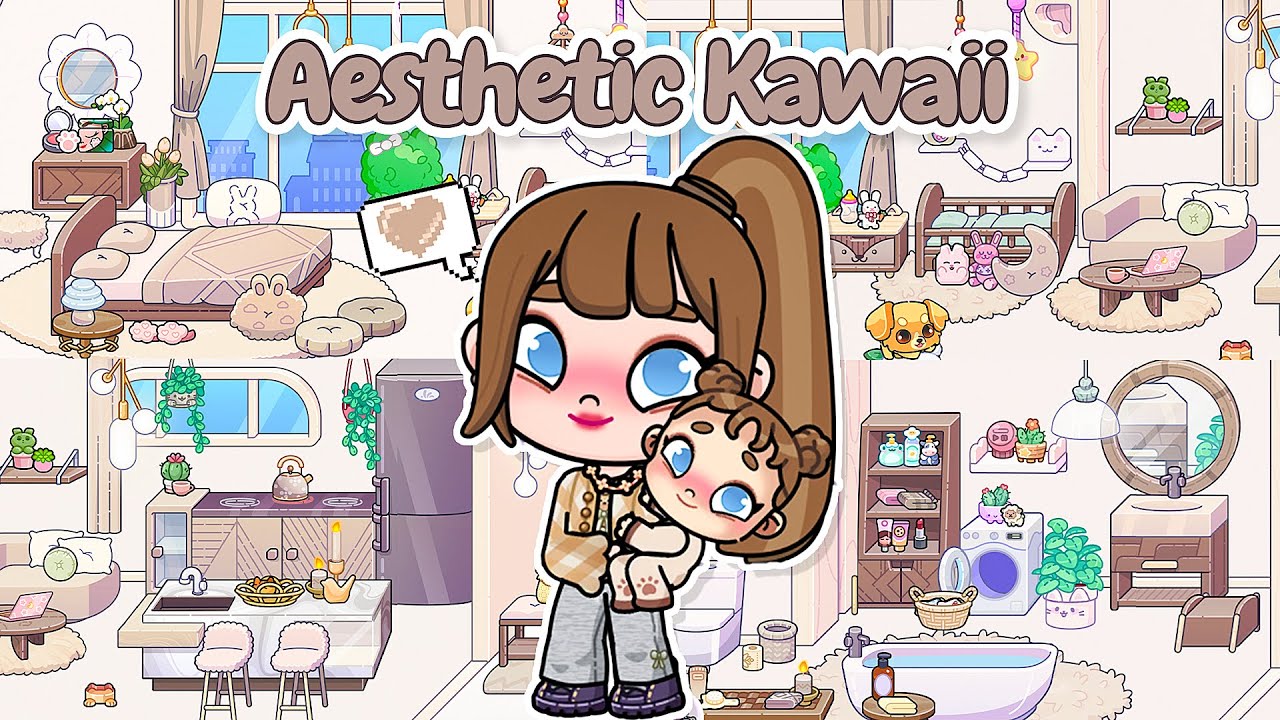 🤍NEW Aesthetic KAWAII HOUSE MAKER For FAMILY of 3🧺AVATAR WORLD House ...