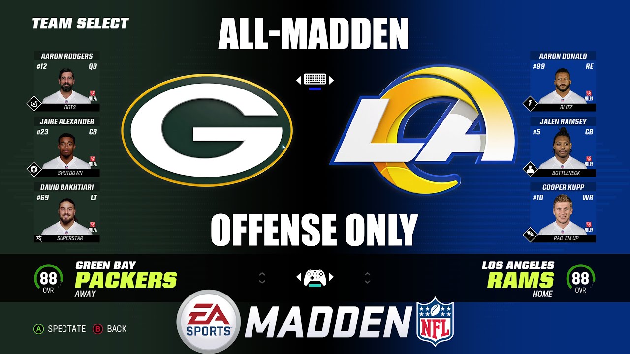 Madden NFL 23 Rams vs. Packers (All-Madden) (Rams Offense Only) [4K ...
