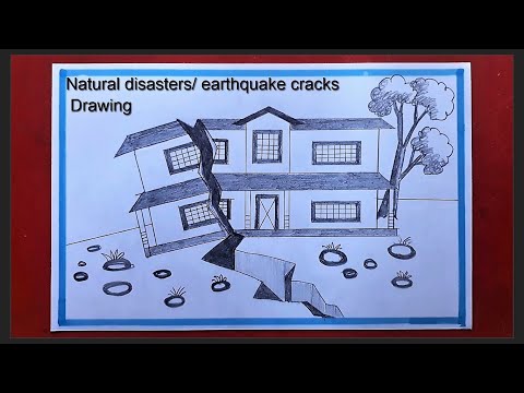 Natural disasters Scenery Art || Drawing scenes of earthquake cracks || Pencil Drawing