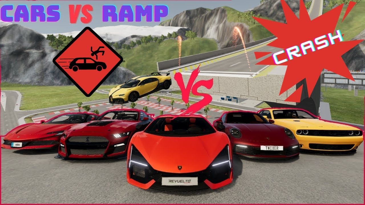 Super Cars Vs Ramp | Insane Jumps And Crashes | Speed And Damage Test ...