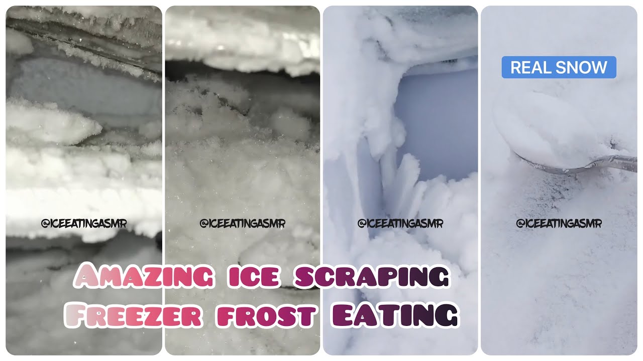 [ASMR] AMAZING ICE SCRAPING & FREEZER FROST EATING 🤍😋 & REAL SNOW ️⛄️ ...