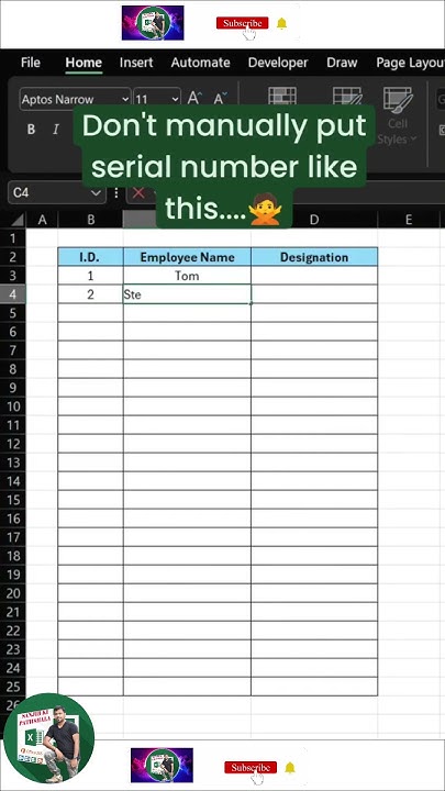Auto Serial Number In Excel👍Sanjib Ki Pathshala #exceltips #exceltricks #exceltutorial #msexcel ...