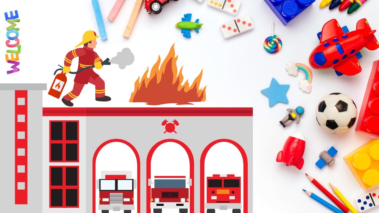 fire station cartoon | fire truck toy | kids toy video | JCB video ...