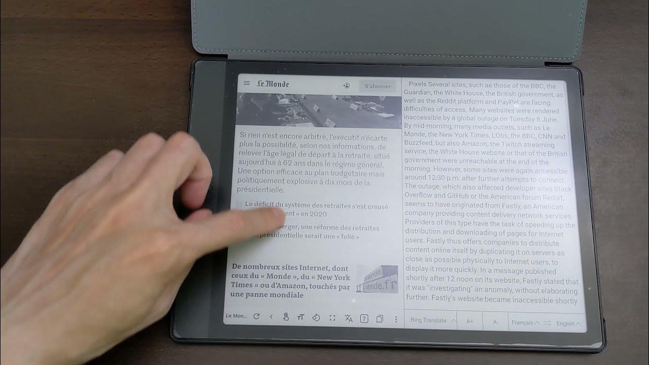 Demo of EinkBro using Onyx Boox Split View, Doc & Translate feature - YouTube