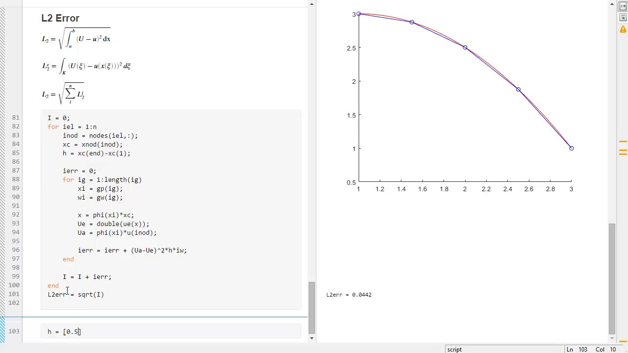 1D FEM Solver In MATLAB Part 3 L2 Error Convergence Analysis 1D FEM Solver In MATLAB Part 3 L2 Error Convergence Analysis