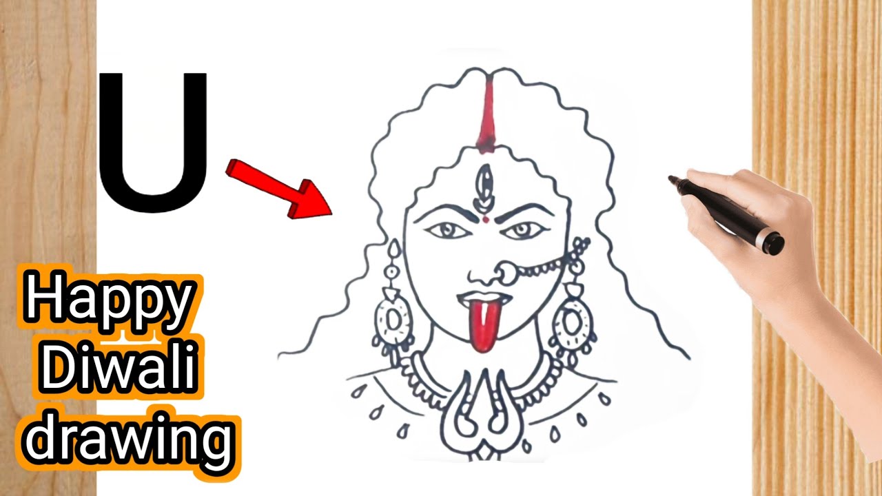 Maa Kali Drawing | How To Draw Maa Kali Face || Mahakali Drawing ...