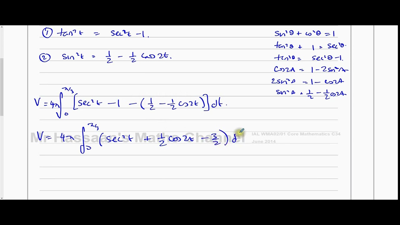 WMA02/01 IAL (Edexcel) C34 JUNE 2014 IAL Q12(b) Integrating Trig ...