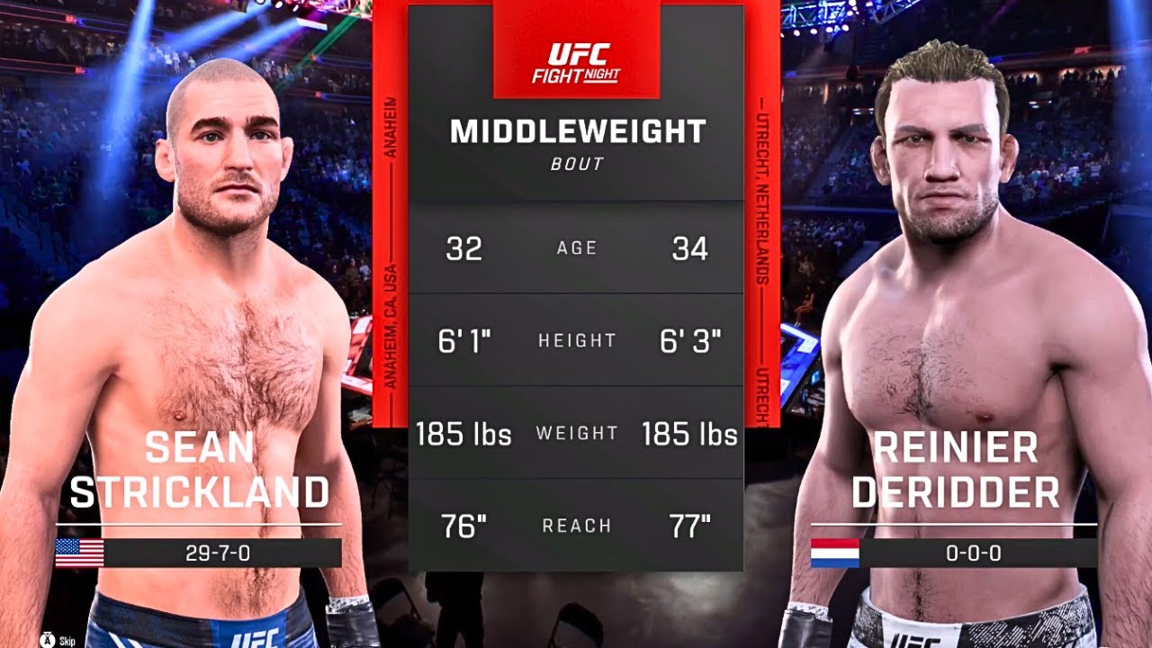 Sean Strickland vs Reinier de Ridder FULL FIGHT | UFC 5 AI Simulation ...