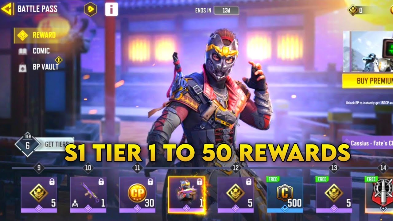 SEASON 1 TIER 1 TO 50 REWARDS CODM S1 COD MOBILE BP REWARDS CALL OF ...