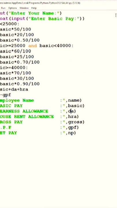 How to calculate the Employee Salary in Python Program l #learnprogramming #coding #tamil # ...