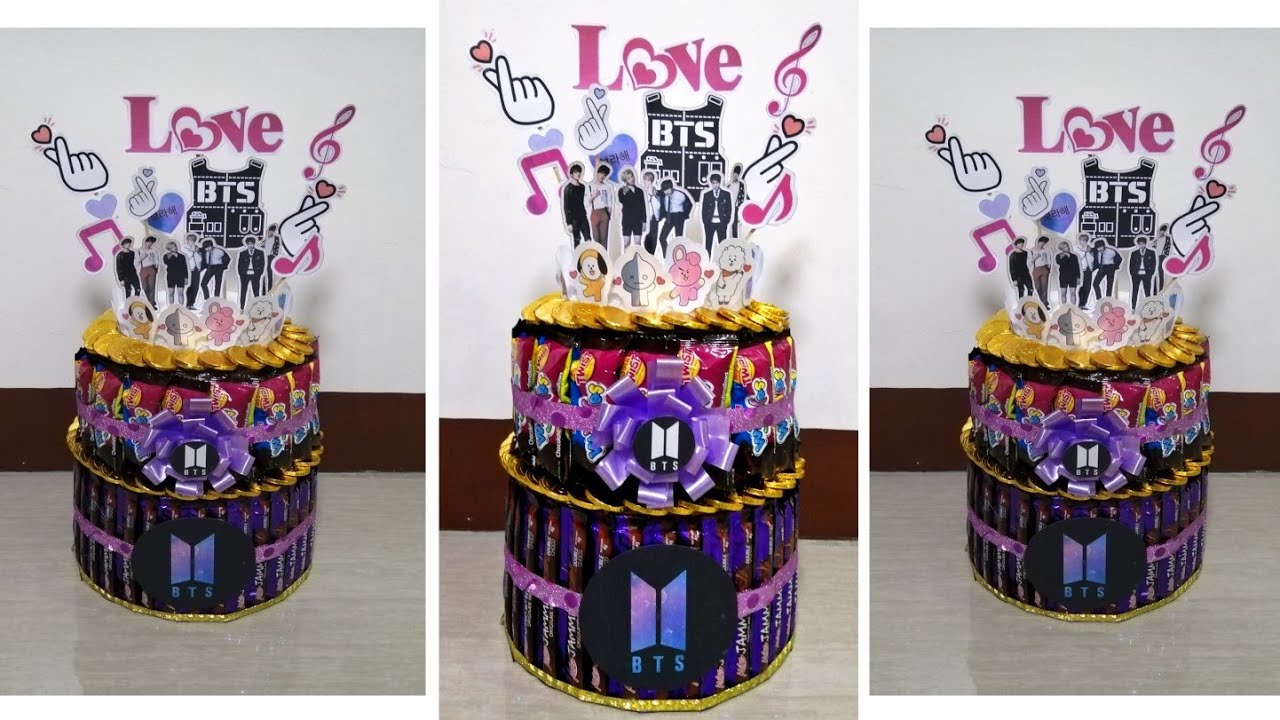 DIY BTS CANDY CAKE - YouTube