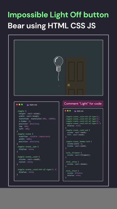 Light on off button using html css #coding #html #css #programming #webdesign #button #shorts ...