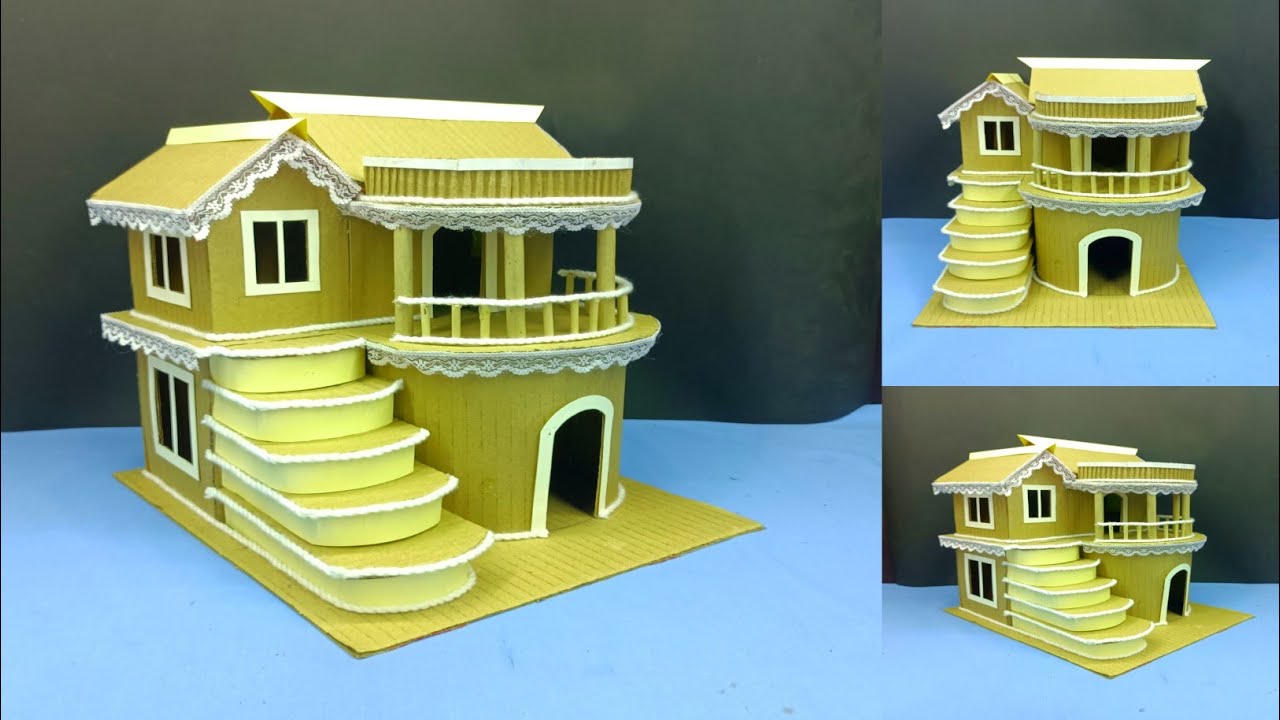 How To Make Beautiful House With Cardboard | Diy Miniature Cardboard ...