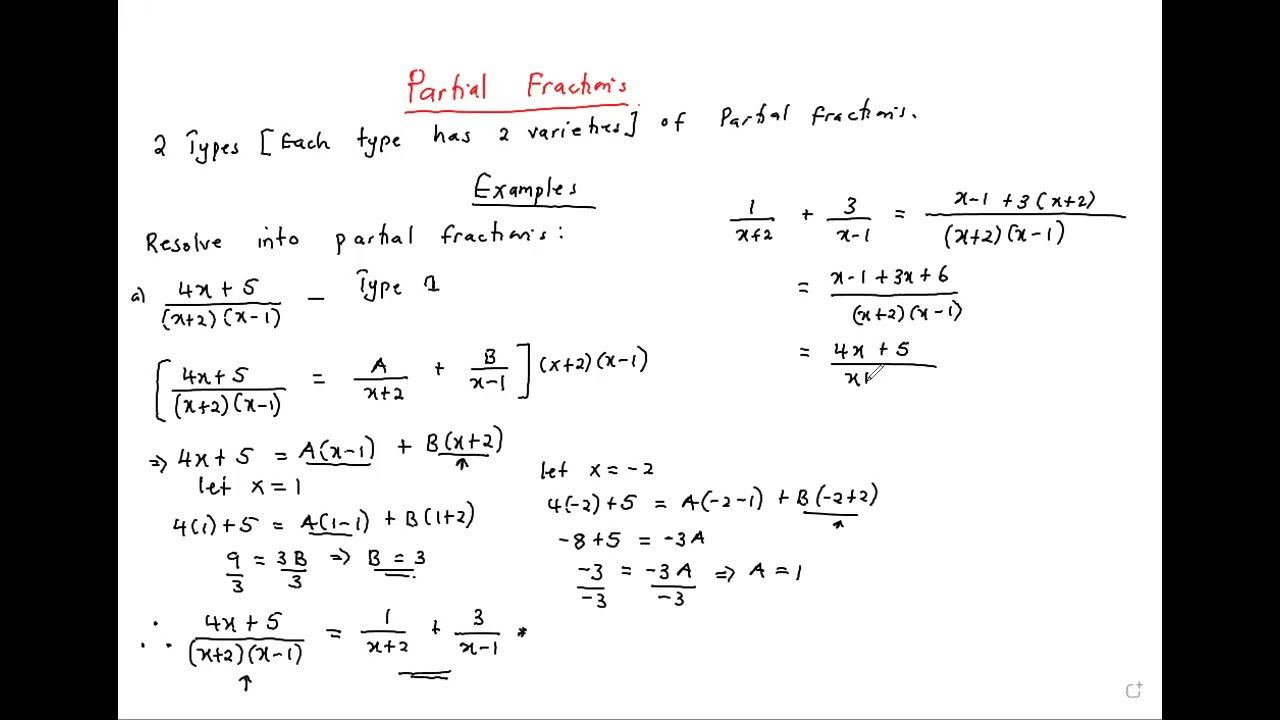 Partial fraction with linear factors and repeated linear factors - YouTube