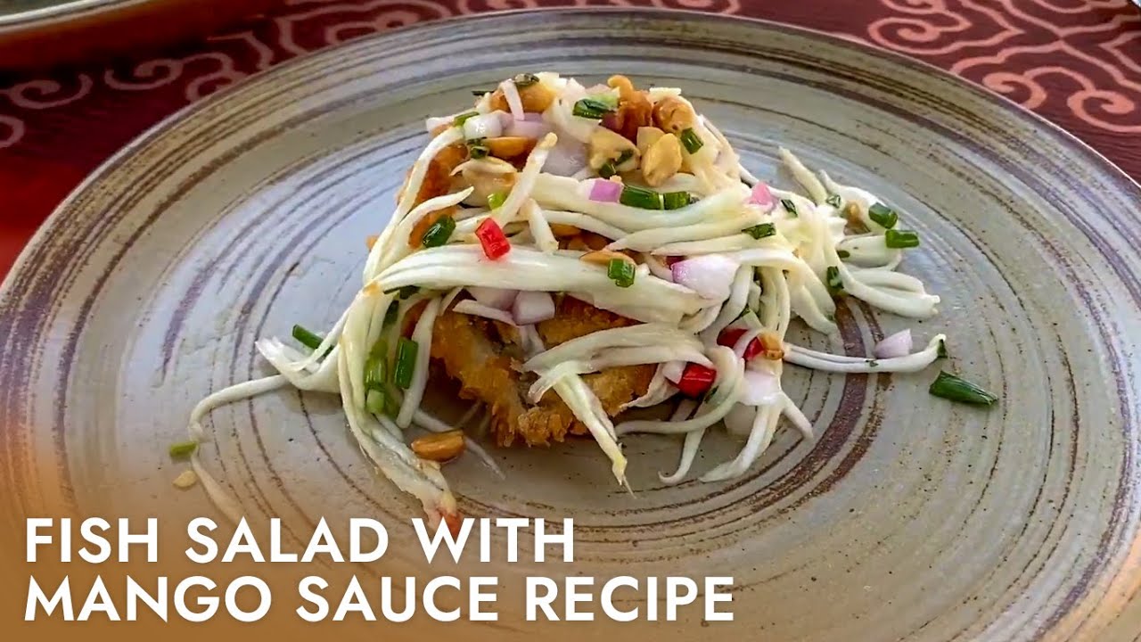 Crispy fish salad with mango sauce recipe | Thai style food - YouTube
