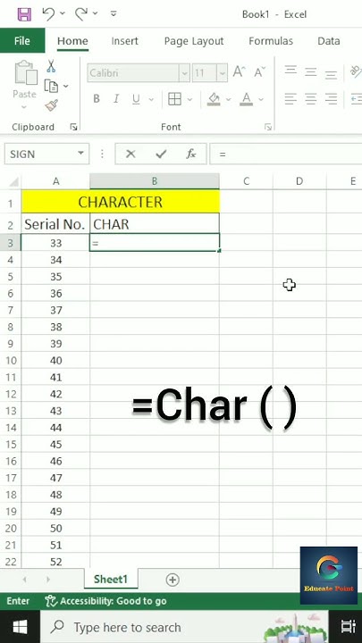 How to get Character with Char Function in Excel ||#shorts ||#excel - YouTube