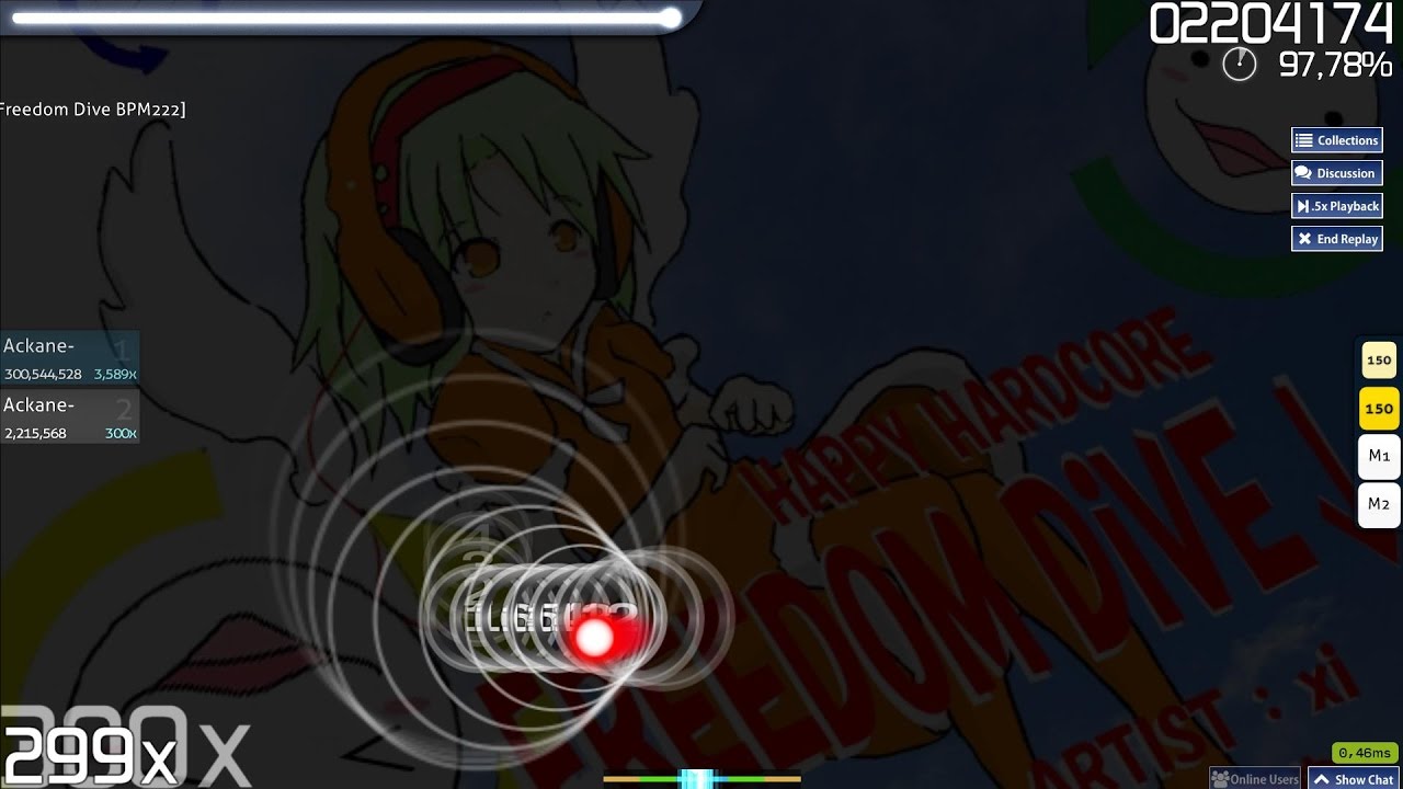[osu!] Long Stream Practice Maps 2 - FREEDOM DiVE BPM222 | 96.49% | FC ...