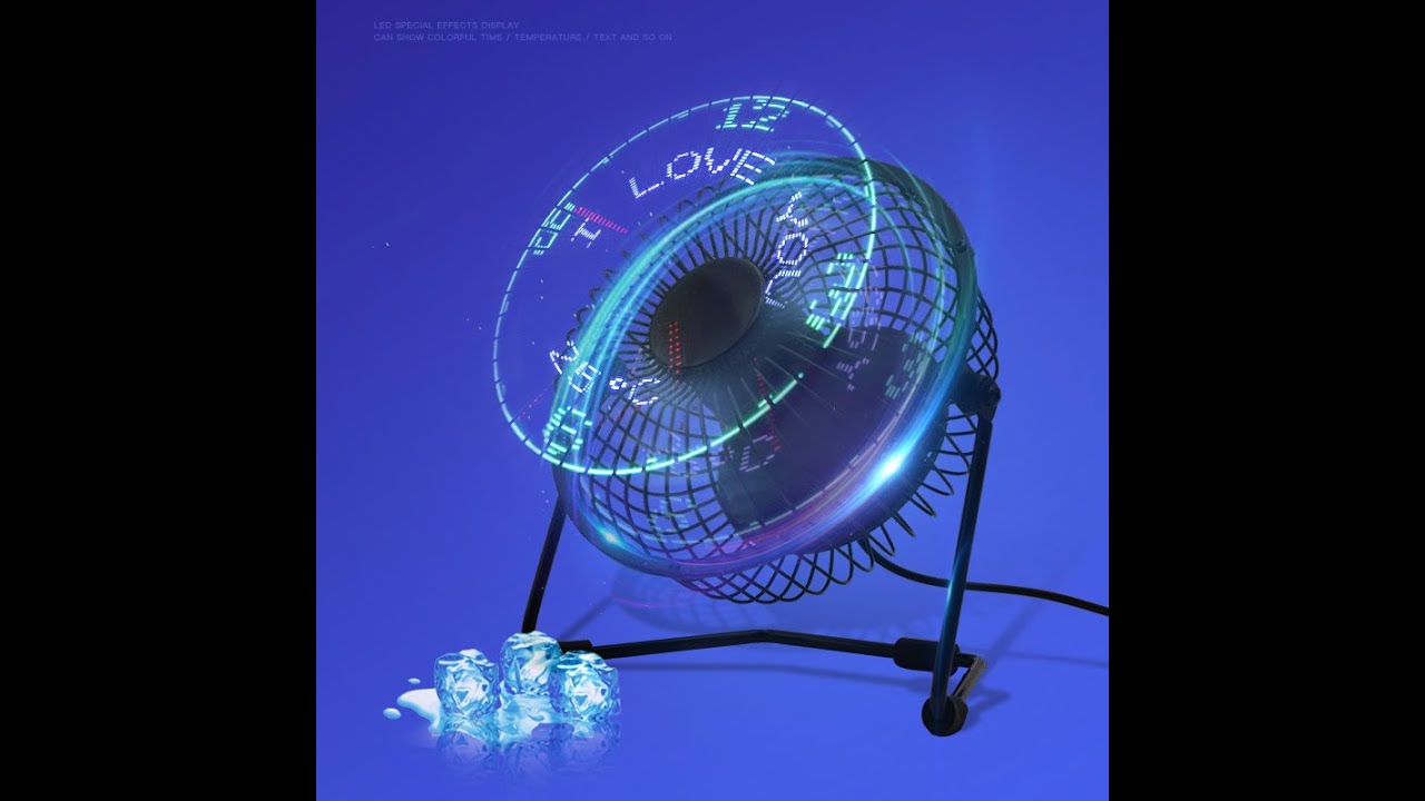 Desk Fan with Clock and Temperature Display Programmable USB LED Fan ...