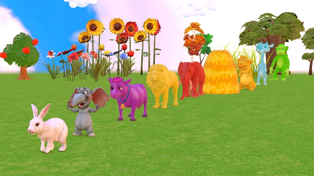 Paint Animals Elephant,Duck Mammoth Gorilla Hippo Trex, Fountain ...