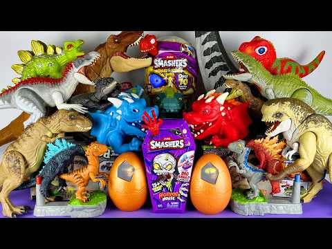 Jurassic World Unboxing Review Asmr Colorful Dinosaur T-rex D-rex Giga Raptor Brachio ZURU Smashers