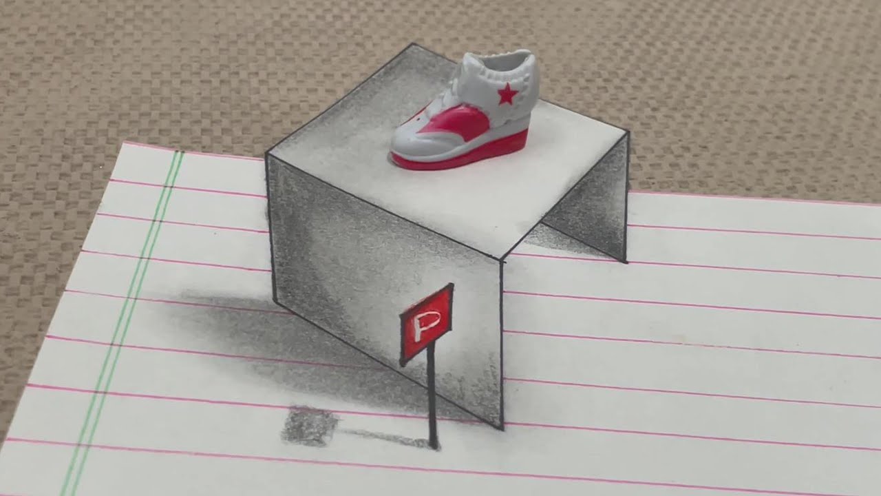 Mind-Blowing 3D Optical Illusion: Floating Box with Shoe and Flag - YouTube