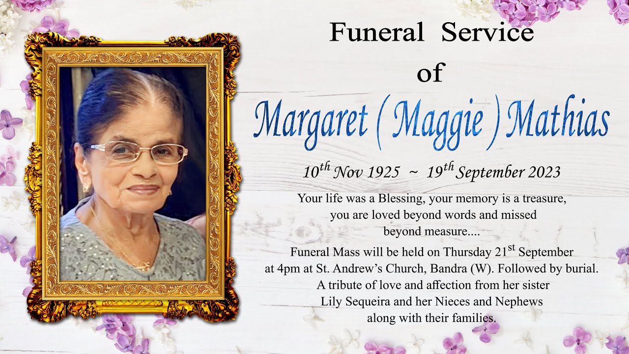 Funeral service of " Margaret ( Maggie ) Mathias " - YouTube