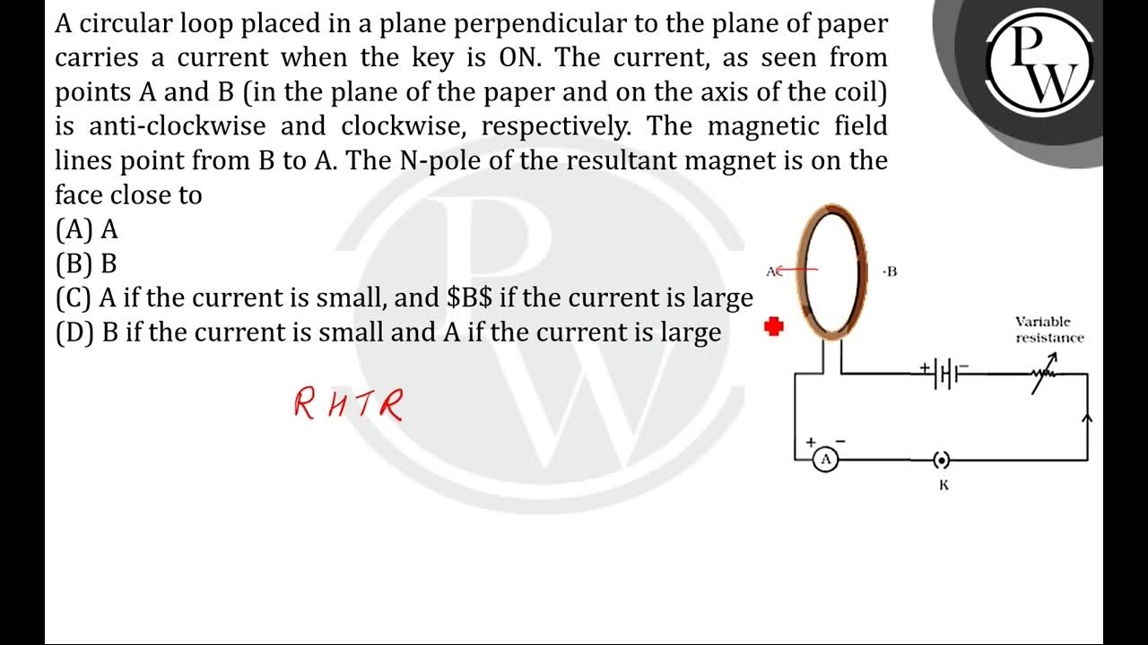 A circular loop placed in a plane perpendicular to the plane of paper carries a current when the ...