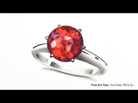 How to Draw a Ruby Ring With Color Pencils in 3D- Narrated