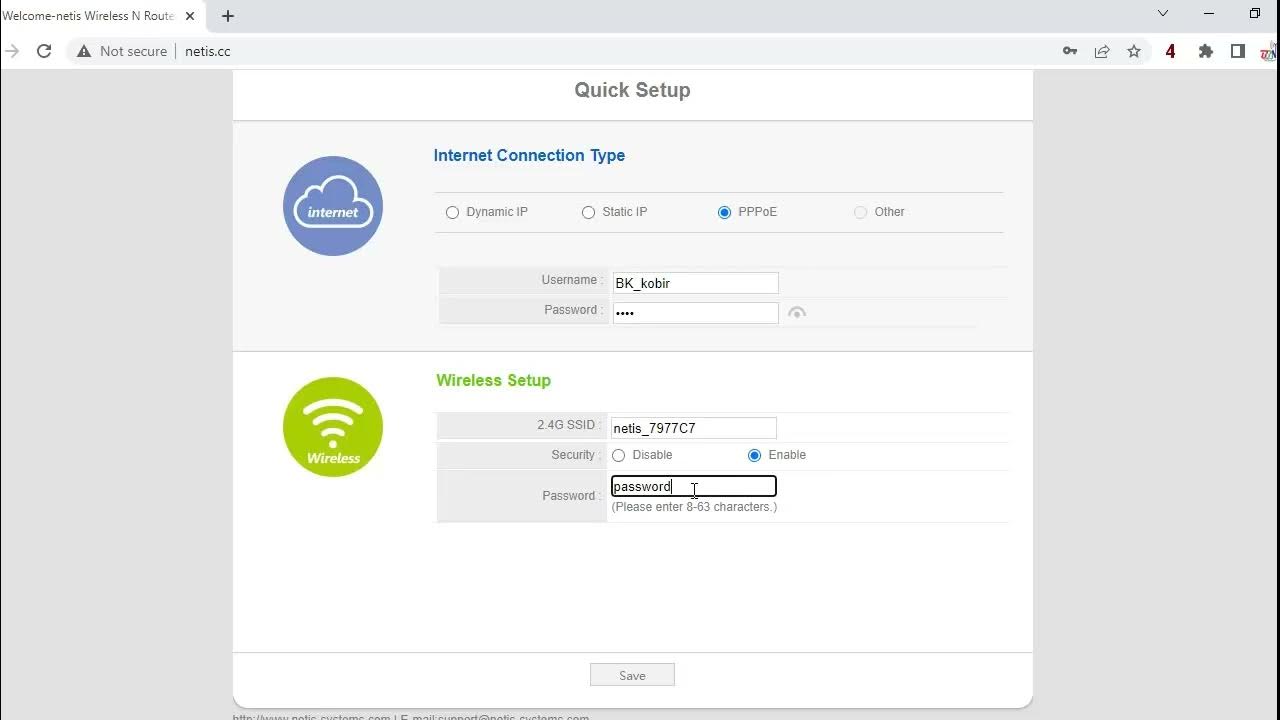 How to configure netis router pppoe - YouTube