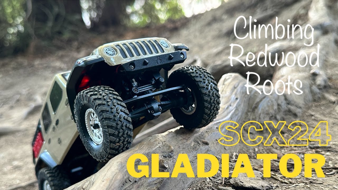 Axial SCX24 Gladiator Trailing and Climbing Redwood Roots - YouTube