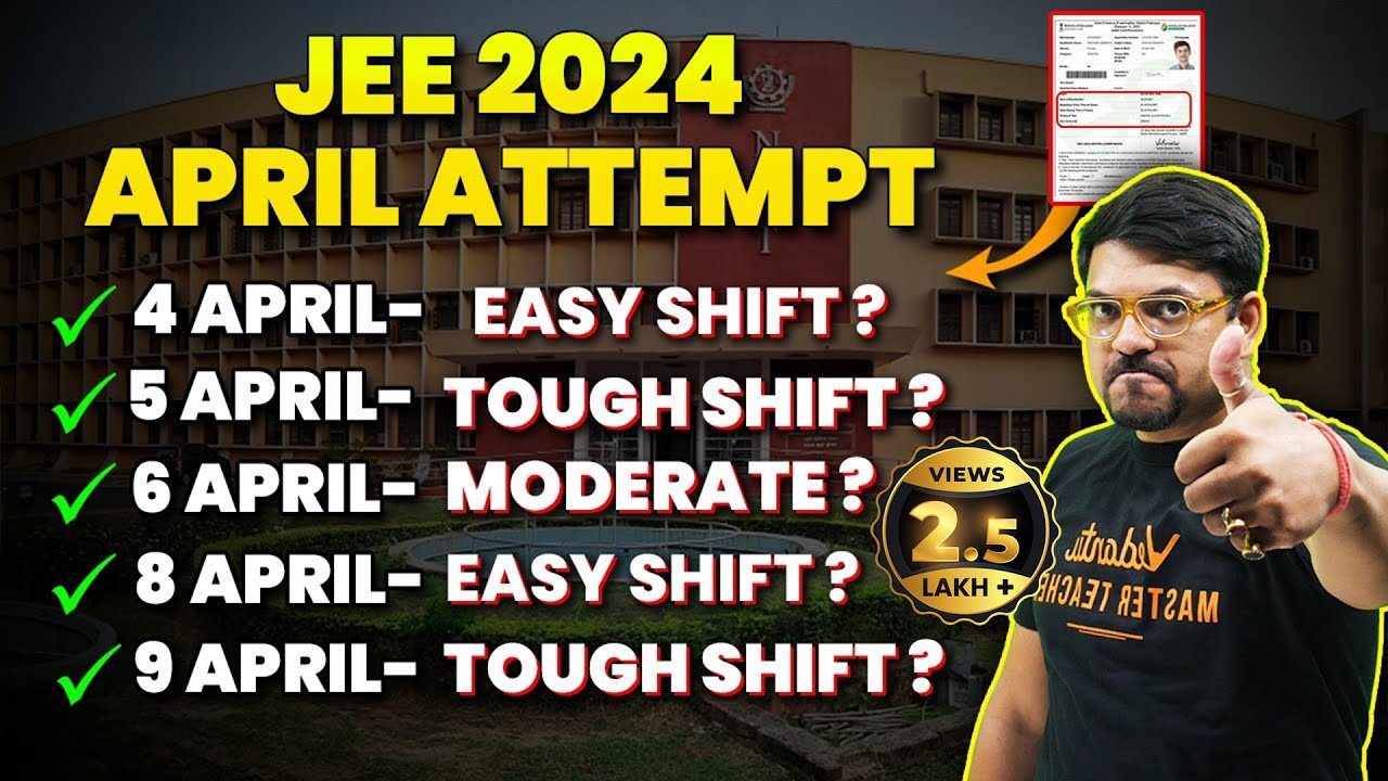 JEE Mains 2024 April Attempt Easy Moderate Tough Exam Shifts JEE Mains 2024 April Attempt Easy Moderate Tough Exam Shifts
