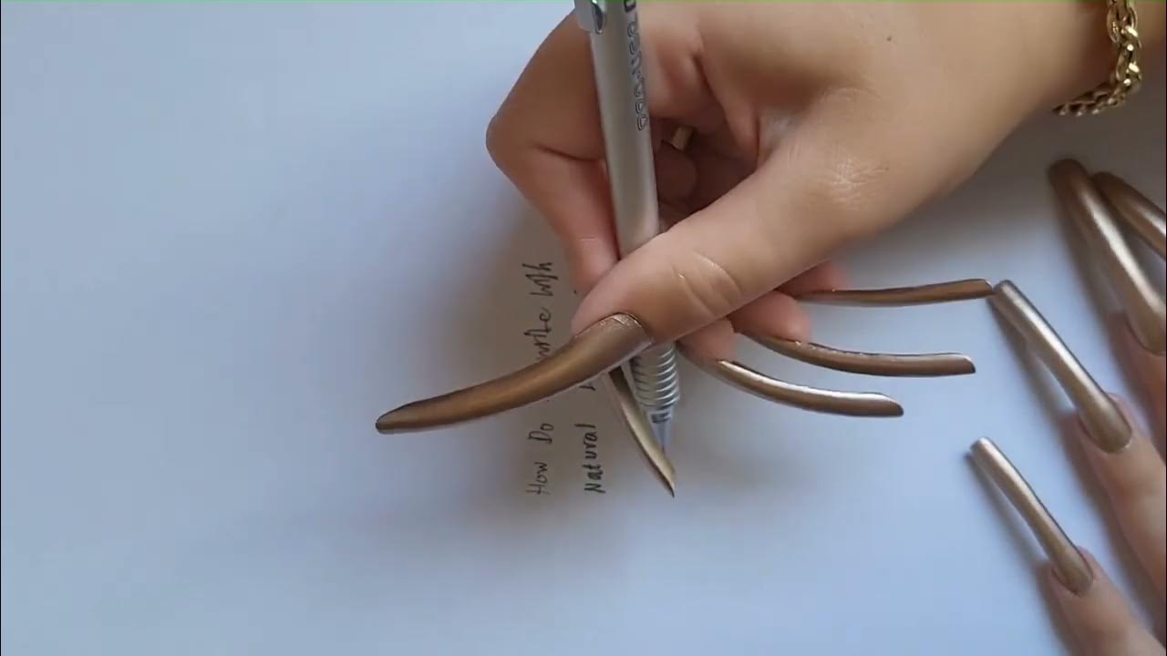 HOW I WRITE WITH LONG NAILS - YouTube