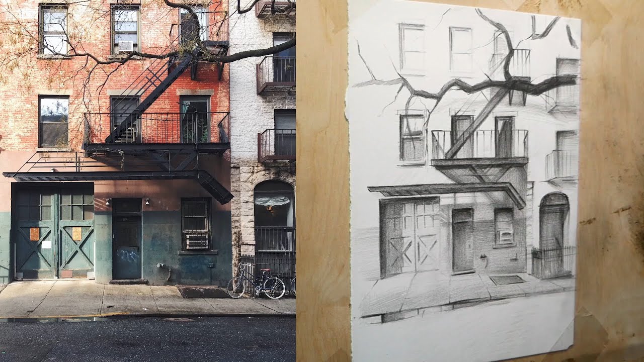 Drawing a Detailed Urban Scene: Finishing - YouTube