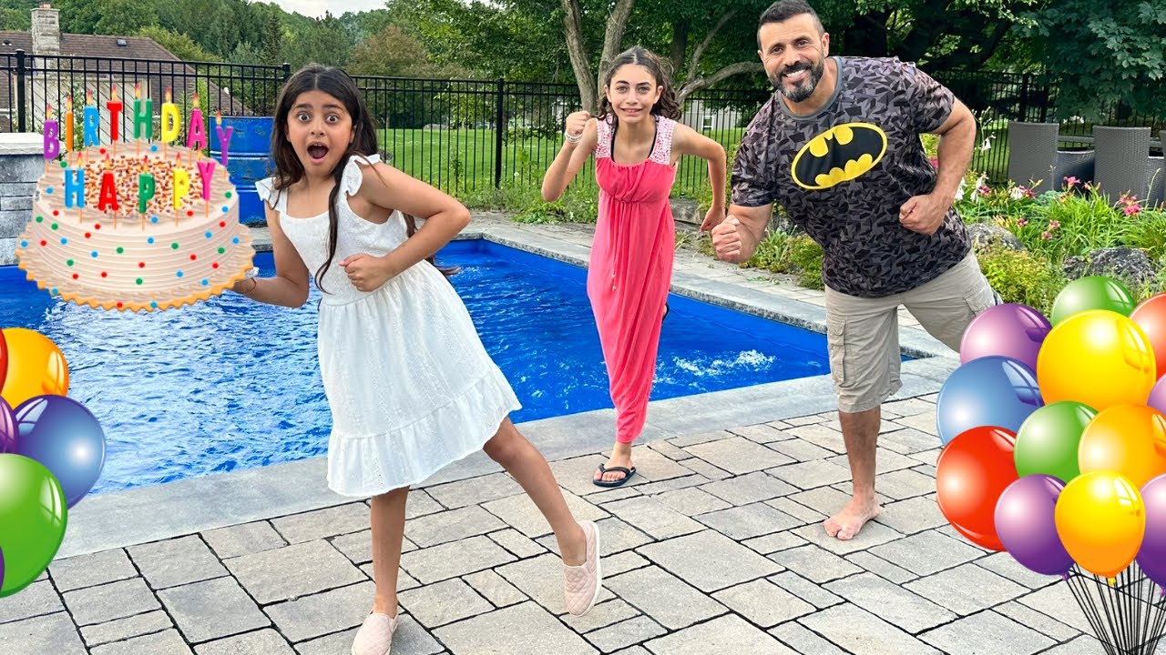 Sally Happy Birthday Party Cake Surprise with Dad and Family - YouTube