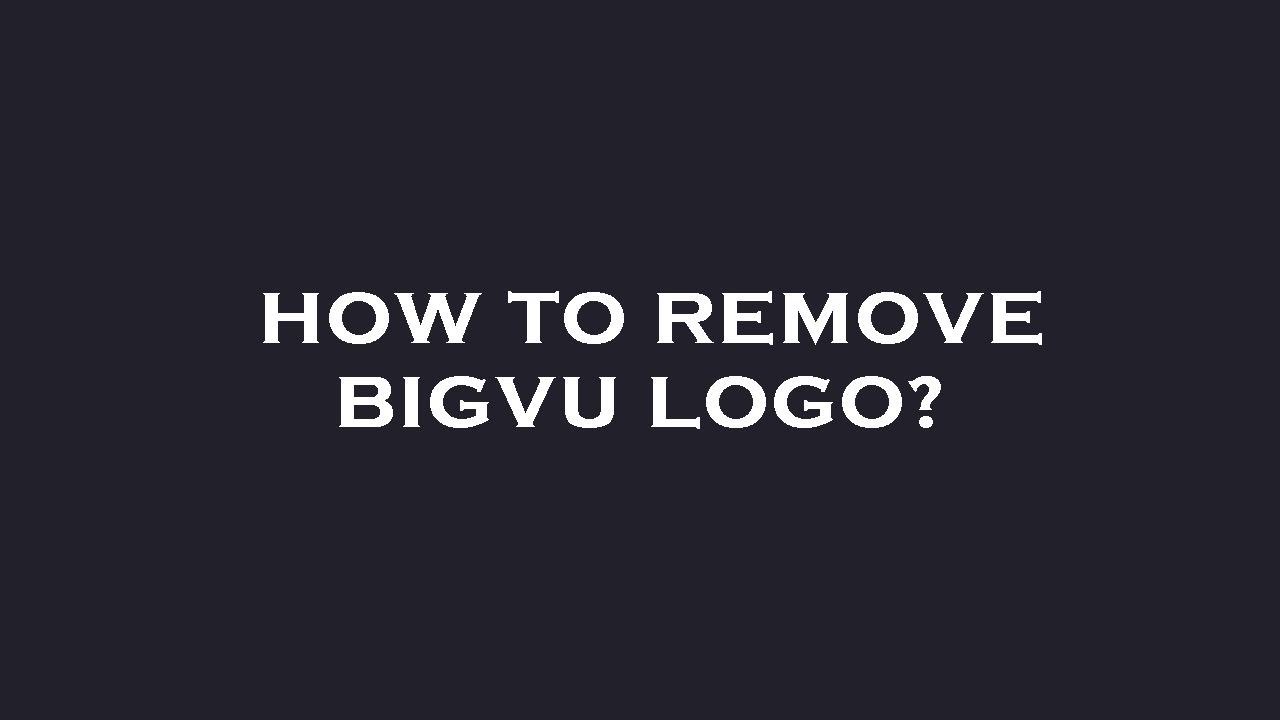 How to remove bigvu logo? - YouTube