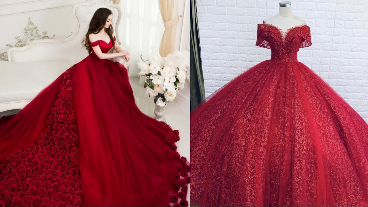 Cute Red Big Tail Ball Gowns For Wedding|| Red Frocks For Girls||#cute# ...