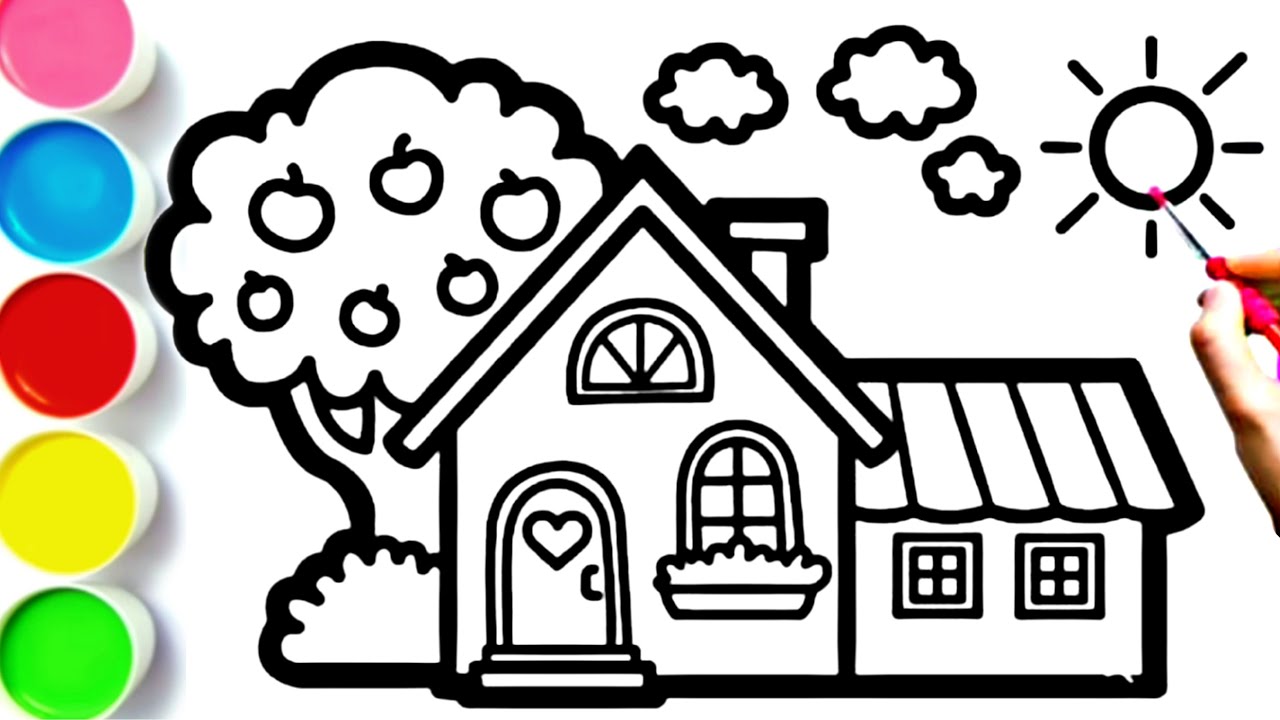 How to Draw a House children || Beutiful House Drawing step by step ...