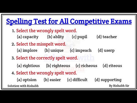 Spelling Test | Correctly spelt for All Competitive Exams | Spelling ...
